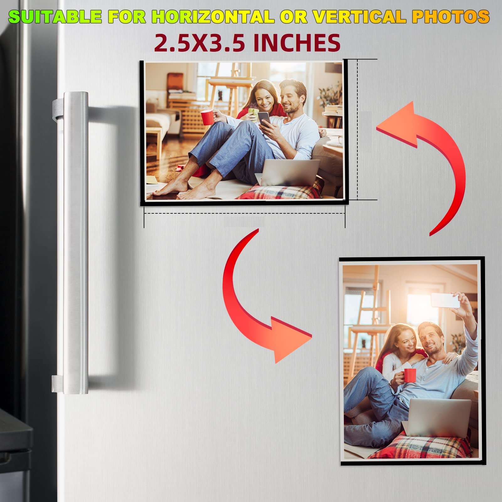 CHUNNIAO Magnetic Picture Frame 2.5X3.5,Black 10 Pieces,Wallet Size Photo Magnets Sleeves for Refrigerator