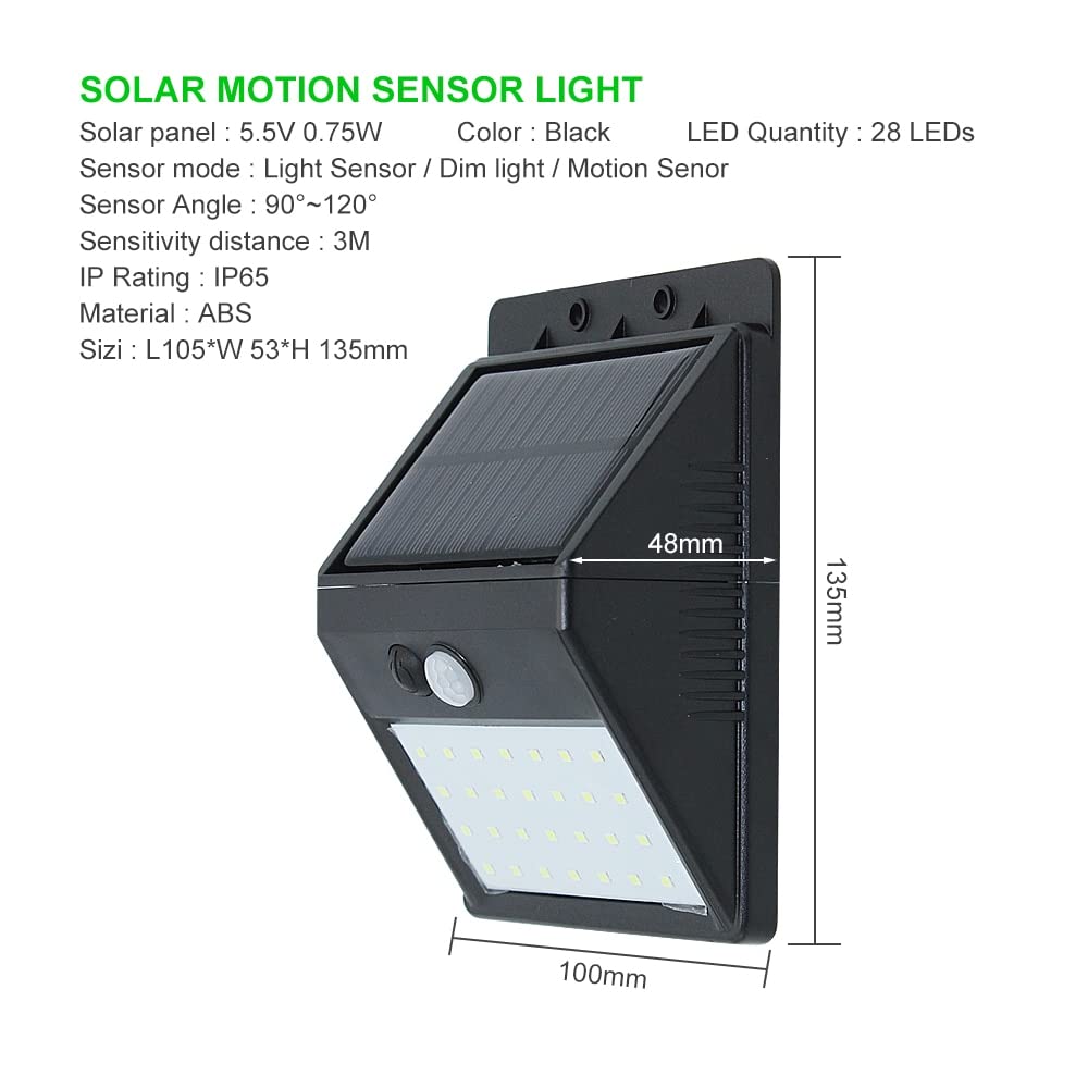 CHEVUE ZeZhen LED Light Bulbs 2pcs Outdoor 28 LED Solar Lamp Separable 3 Modes Waterproof PIR Motion Sensor Solar Wall Light for Home Garden Street Decoration LED Light Bulb