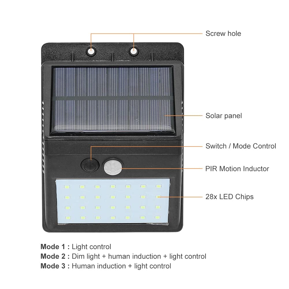 CHEVUE ZeZhen LED Light Bulbs 2pcs Outdoor 28 LED Solar Lamp Separable 3 Modes Waterproof PIR Motion Sensor Solar Wall Light for Home Garden Street Decoration LED Light Bulb