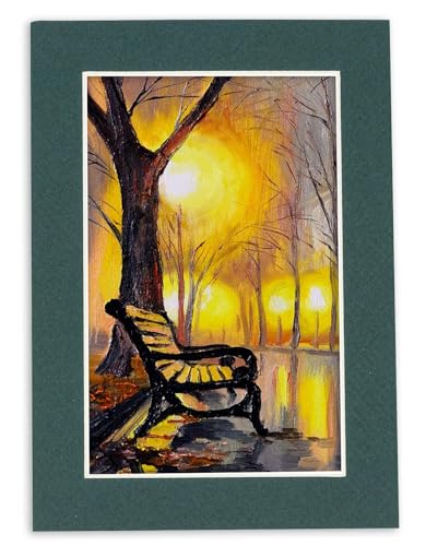 11x14 Mat Bevel Cut for 9x12 Photos - Acid Free Forest Green Precut Matboard - for Pictures, Photos, Framing - 4-ply Thickness