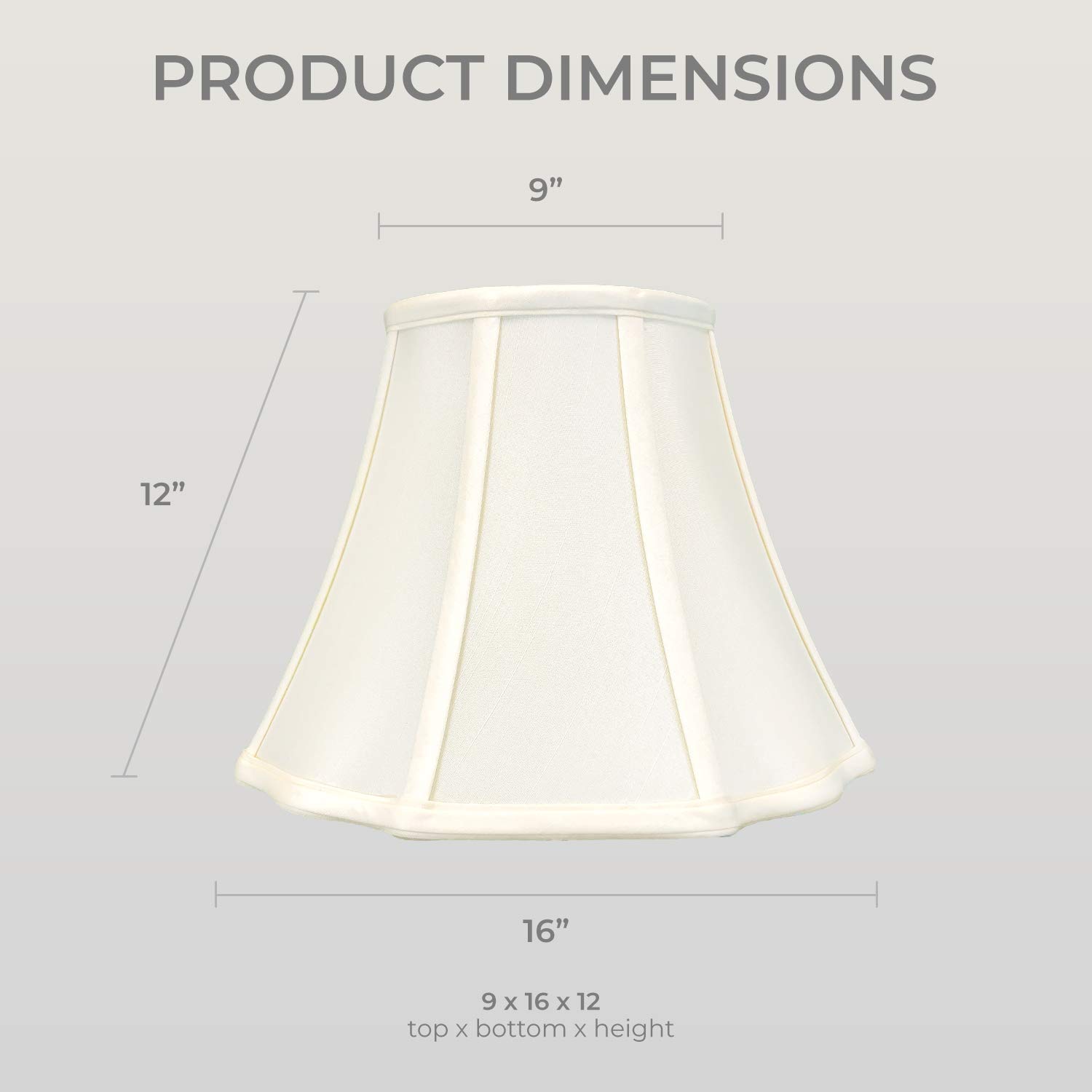 Royal Designs, Inc. BSO-701-16EG Flare Bottom Outside Corner Scallop Basic Lamp Shade, 9 x 16 x 12, Eggshell