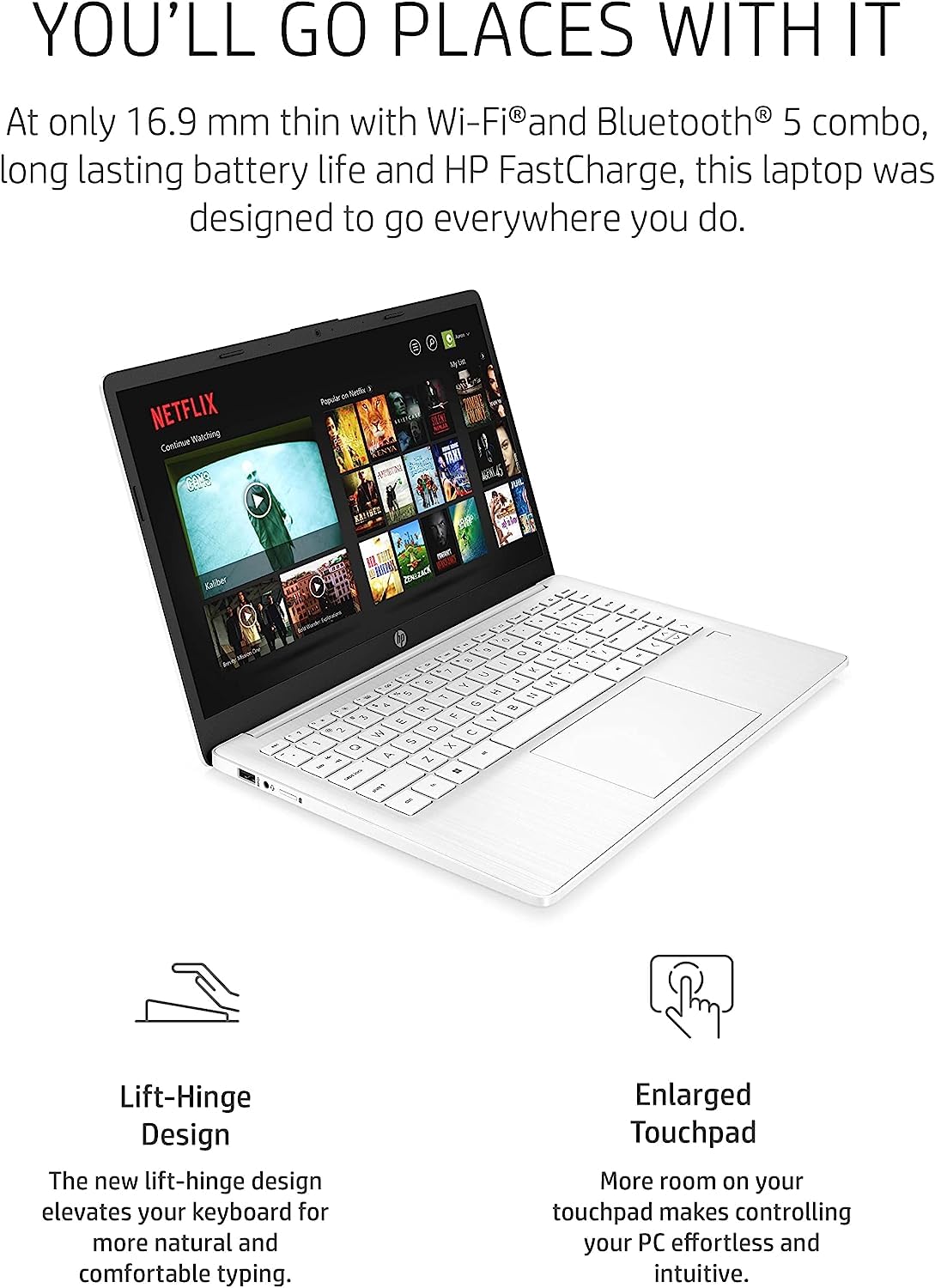 HP Touch 14 Slim Laptop in Silver Qualcomm 8-Core up to 2.55 GHz 8GB RAM 128GB SSD 14in Full HD LCD Webcam WiFi Fingerprint Reader Windows 11 iSlik Pen (14-ED00-Renewed)
