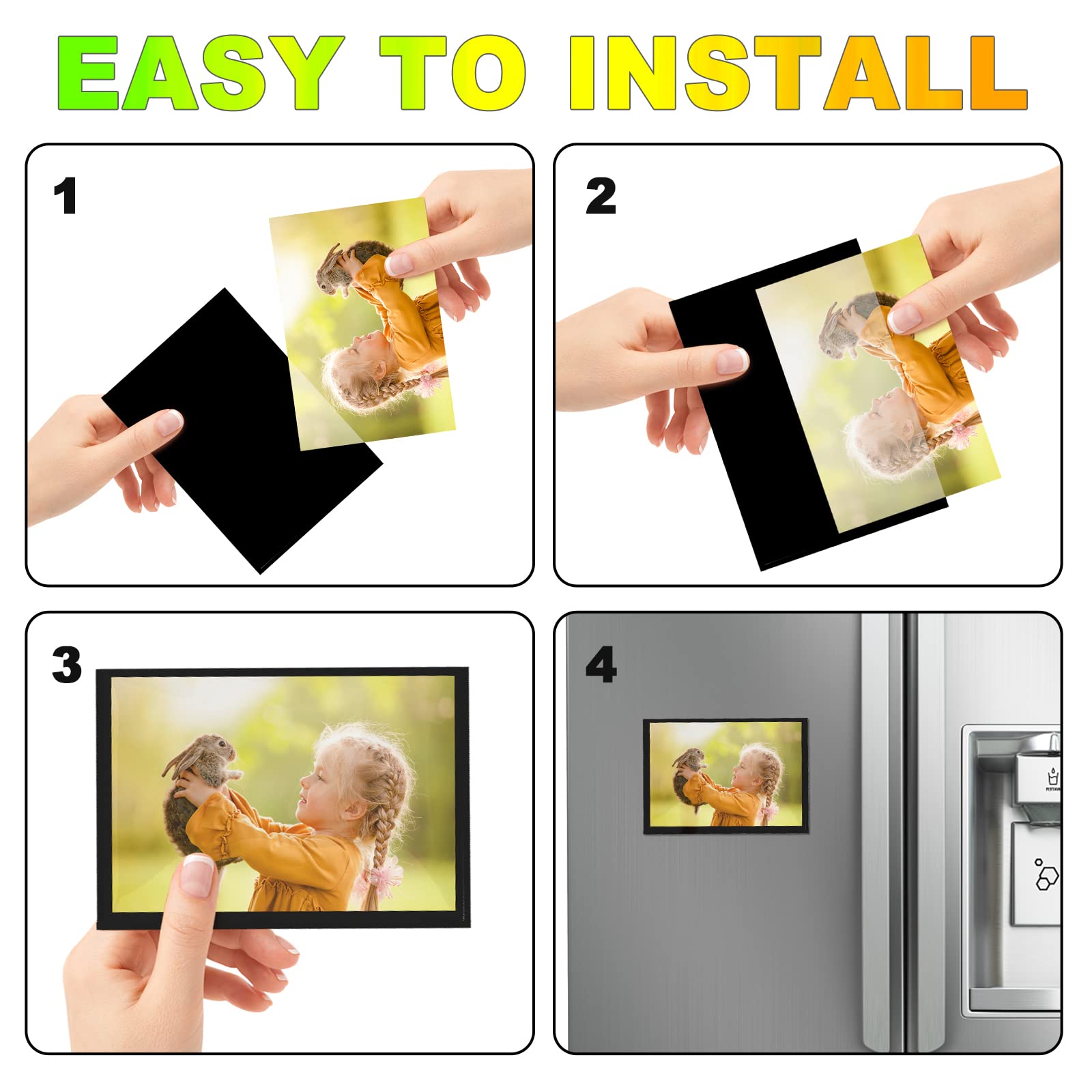 CHUNNIAO Magnetic Picture Frame 2.5X3.5,Black 10 Pieces,Wallet Size Photo Magnets Sleeves for Refrigerator