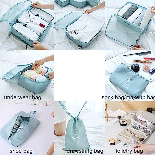 Travel Must Haves 8pcs Packing Cubes for Suitcases + 4pcs Compression Vacuum Storage Bags + Travel Dispenser Bottles Set, Packing Cubes for Carry on Suitcase Travel Essentials (pink)