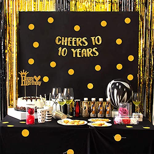 Cheers to 10 Years Gold Glitter Banner - 10th Anniversary and Birthday Party Decorations
