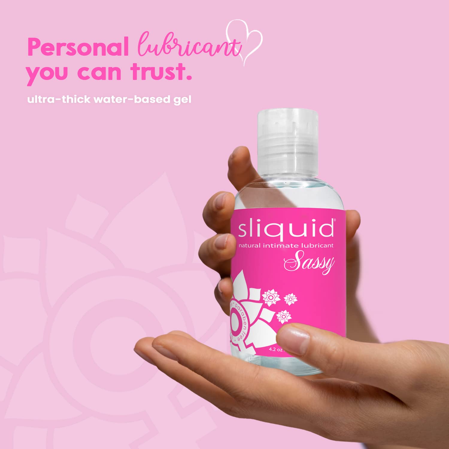 Sliquid Sassy Water-Based Lube - Thick, Long-Lasting Gel, Natural Lube for Women/Men/Couples, Unscented, 4.2 Fl Oz