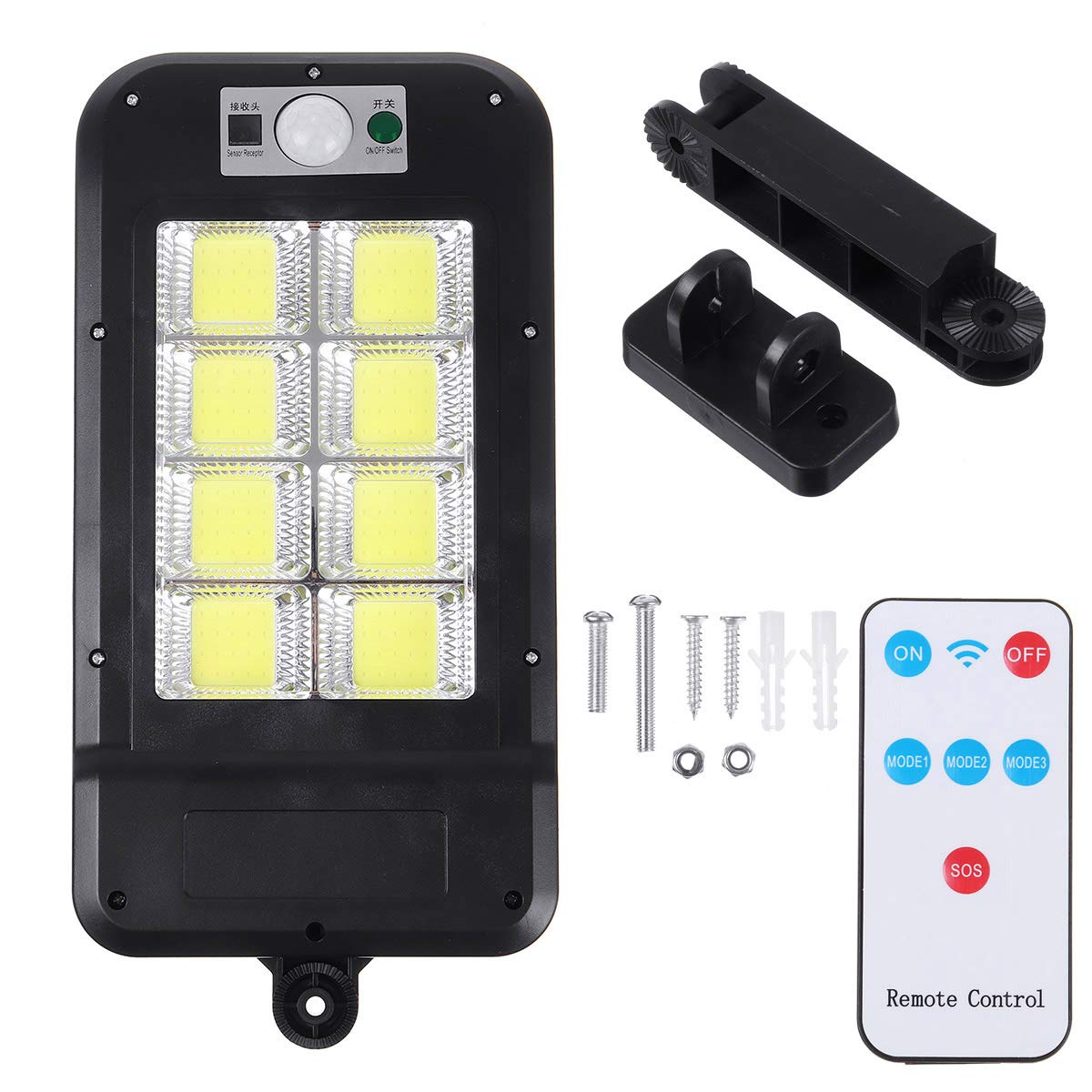 SISHUINIANHUA 1200W Solar Street Lamp Outdoor Street Lights 160COB LED Waterproof Solar Light PIR Motion Sensor Remote Control Garden Lamp