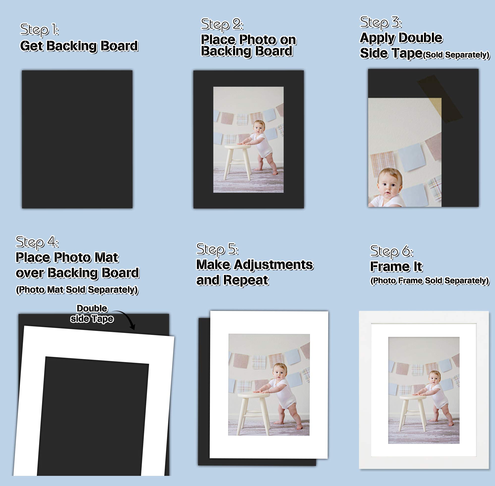 50 16x20 UNCUT mat matboard Black Color