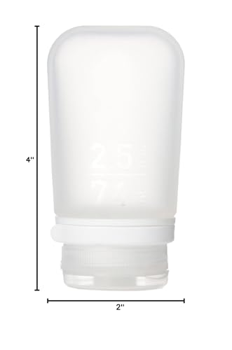 humangear GoToob+ (Medium) | Refillable Silicone Travel Bottle | Locking Lid | Food-Safe Material | Clear, Medium (2.5 fl.oz.; 74ml)