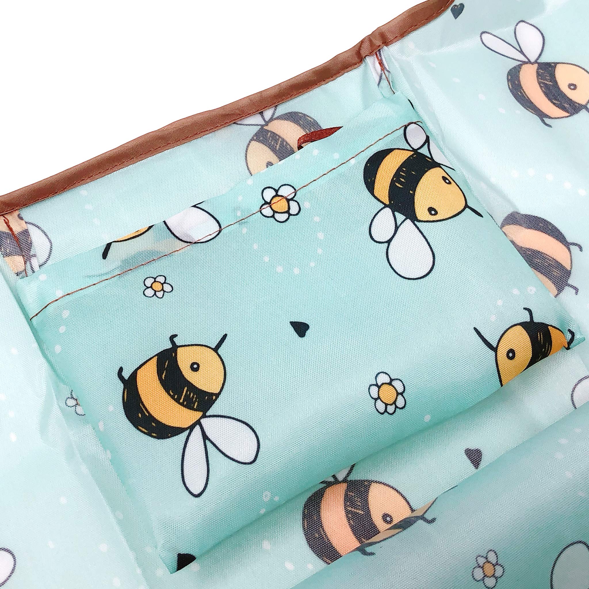 allydrew Large & Small Foldable Tote Nylon Reusable Grocery Bags, Set of 2, Bumble Bees
