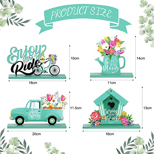 4 Pcs Hello Spring Table Decorations Easter Spring Table Centerpieces Enjoy The Ride Wooden Signs Spring Decorations for Home Wooden Letter Blocks Spring Party Ornament Farmhouse Rustic Table Decor