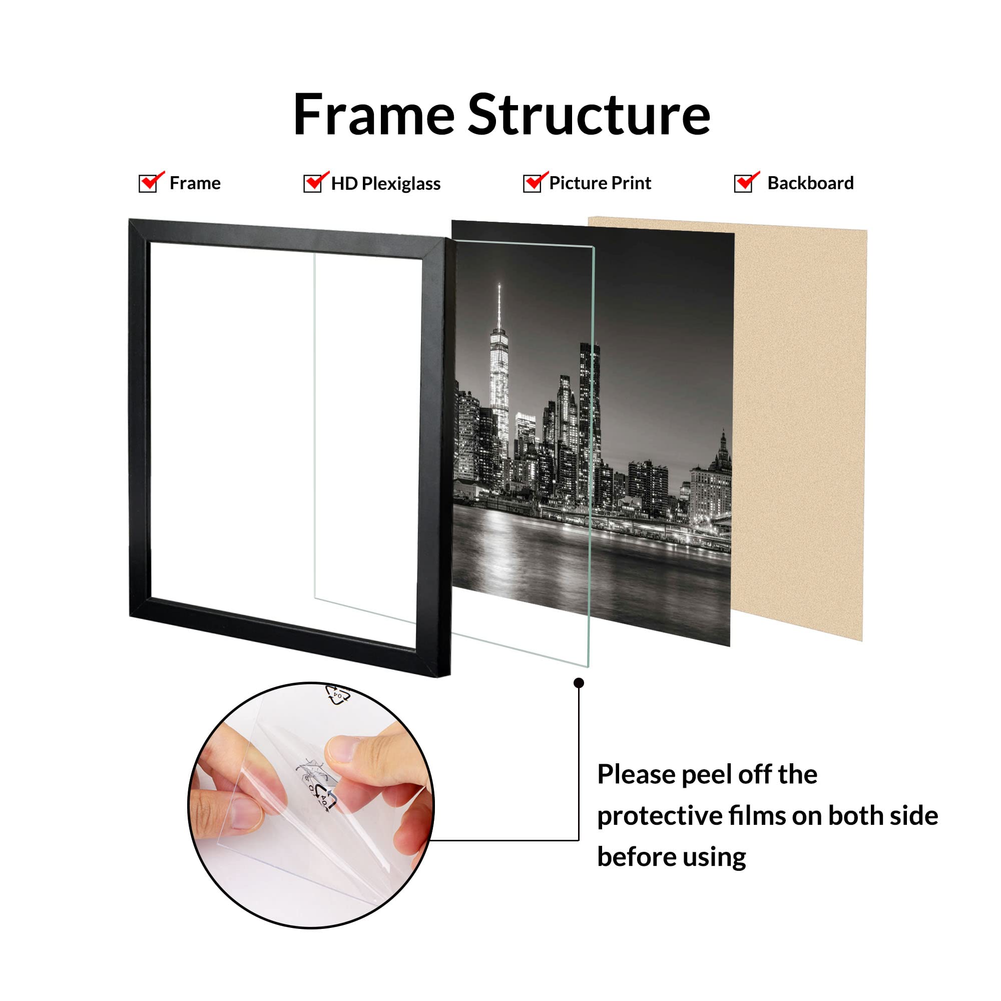 Annecy 14x22 Picture Frame Black(1 Pack), 14 x 22 Picture Frame for Wall Decoration, Classic Black Minimalist Style Suitable for Decorating Houses, Offices, Hotels