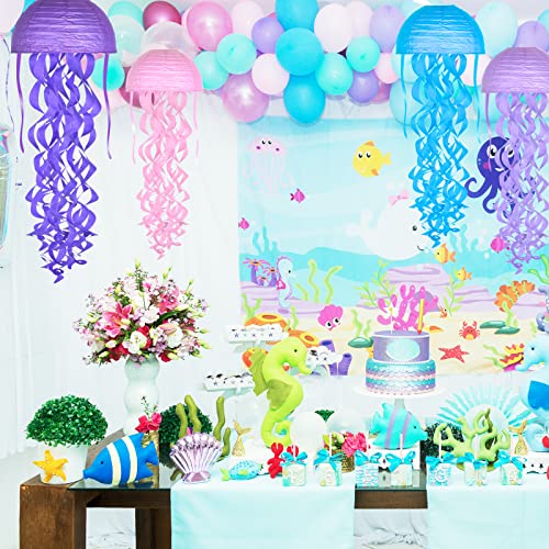 CHRORINE Mermaid Wish Jellyfish Hanging Decorations, Mermaid Birthday Party Decorations Supplies, Ocean Decor Under The Sea Party Decorations