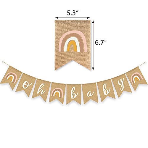 Boho Rainbow Baby Shower Burlap Banner Gender Neutral Nursery Decoration Themed Party Supplies