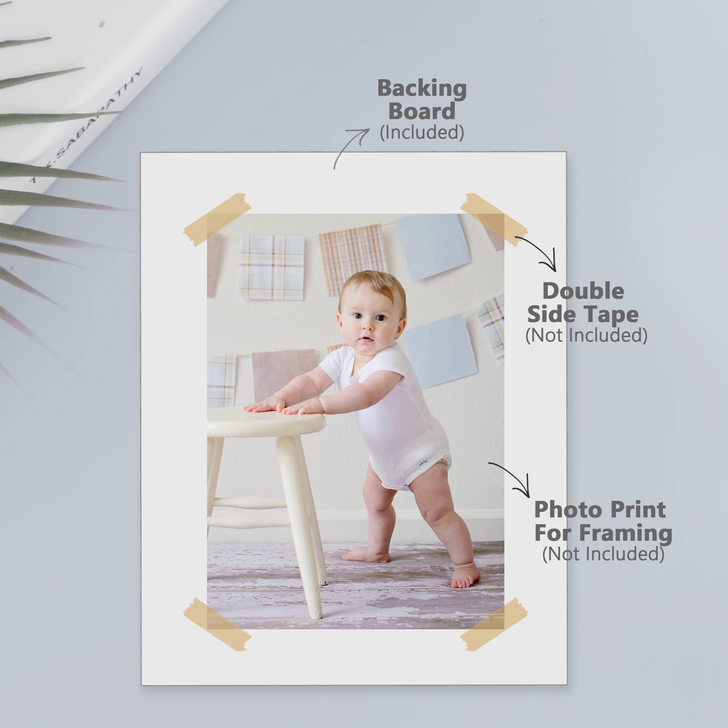Somime 10 Packs White 5x7 Picture Mat with Backing,Acid Free Photo Prints 5x7 Picture Board