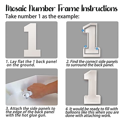 Mosaic Numbers for Balloons 3.3 Ft Pre-Cut Number 2 Balloon Frame Large Cardboard Marquee Numbers for 2nd Birthday Party Decorations Balloon Number Frame 2