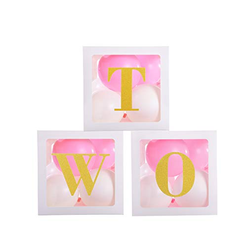 2nd Birthday Decorations for Girl TWO Balloons Boxes Decorations with Balloons for Girls Two Sweet Birthday Party Photo Props Decorations Supplies