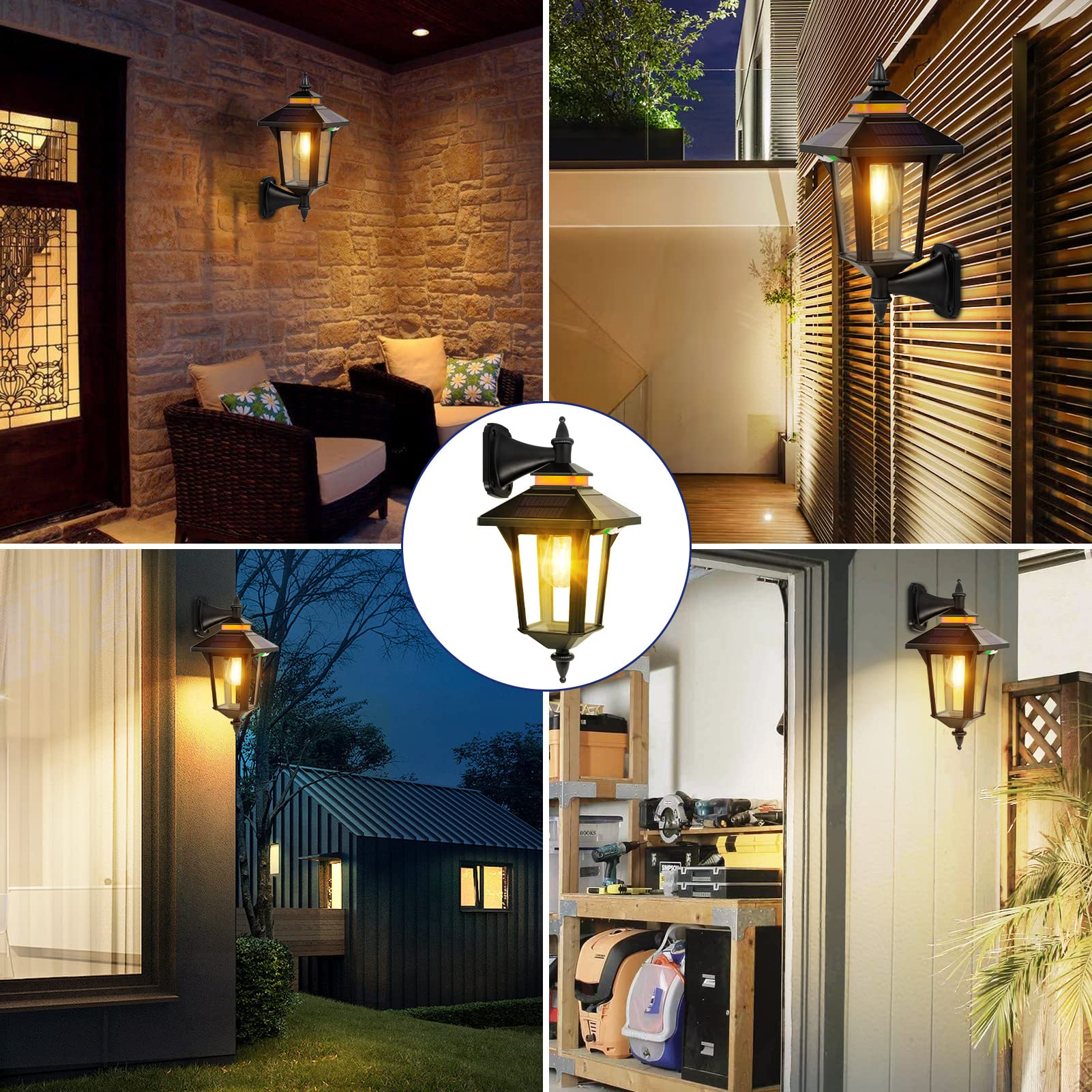 Dibaful 2 Pack Solar Sconce Lights Outdoor, Retro Style IP65 Waterproof Motion Sensor Solar Wall Lights, Wireless 3500k Three Induction Lighting Mode Outdoor Wall Lantern for Garden,Shed,Porch