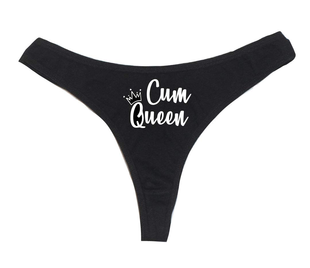 Dirty Girl Undies Cum Queen Women's High Rise Sexy Thong, Dirty Undies! Small Black
