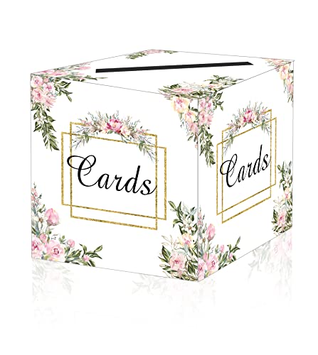 SietDESEO Wedding Card Box Wedding Favors Post Box Floral Money Box Card Box Holder for Wedding Birthday Party Baby Shower Bridal Shower Table Centerpiece Decoration