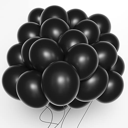 100PCS Black Balloons, 12 Inches Latex Party Balloons Matte Black Balloons, Black Balloon Garland for Birthday Party Decorations, Wedding, Graduation, Baby Shower, New Year Decor