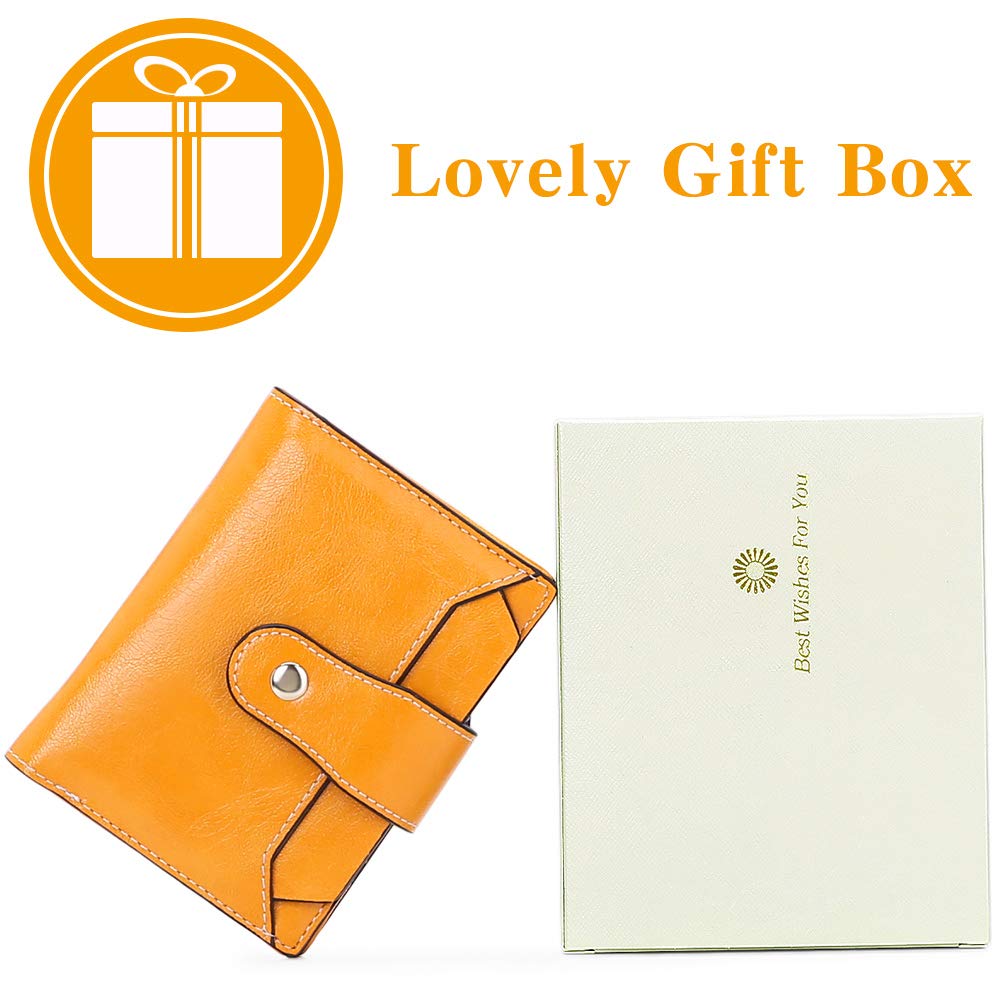 GOIACII Women Wallet RFID Blocking Leather Small Bifold Zipper Pocket Wallet Compact Card Case Purse with ID Window