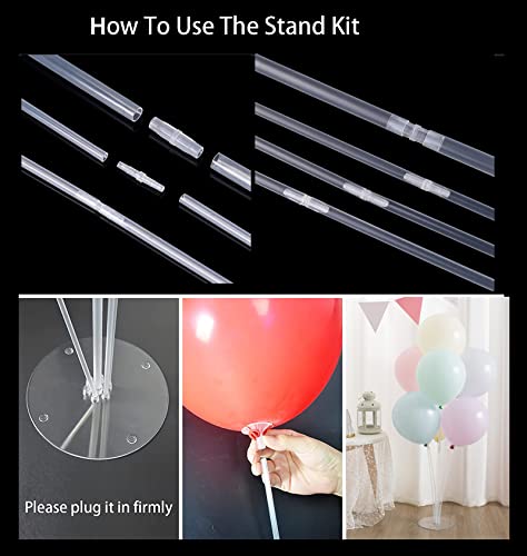 10 Sets of Balloon Stand Kits 28'' balloon base, Reusable Balloon Column Stand kit for Table, Tie Tool, Flower Clips, for Birthday Wedding Party Decorations (10 set)