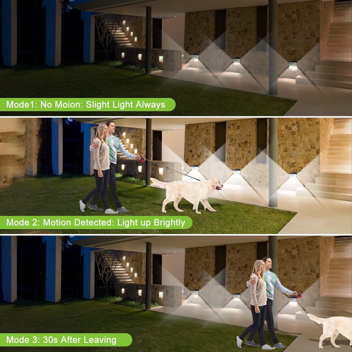 TWINSLUXES Solar Outdoor Lights, 3 Lighting Modes Solar Motion Sensor Security Lights, Solar Flood Lights 270°Wide Angle, IP65 Solar Wall Lights,Suitable for Front Door, Yard, Garage, Deck 2 Pack
