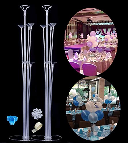 10 Sets of Balloon Stand Kits 28'' balloon base, Reusable Balloon Column Stand kit for Table, Tie Tool, Flower Clips, for Birthday Wedding Party Decorations (10 set)