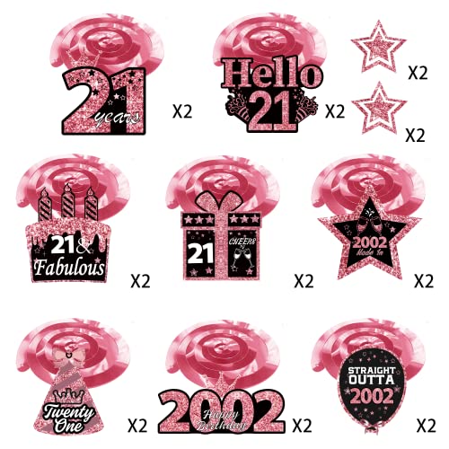 40Pcs Rose Gold 21st Birthday Decorations for Her Hanging Swirls, No-DIY 21st Birthday Decorations Ceiling Streams, Hello 21 Hanging Swirls 21st Birthday Decorations for Her cocomigo