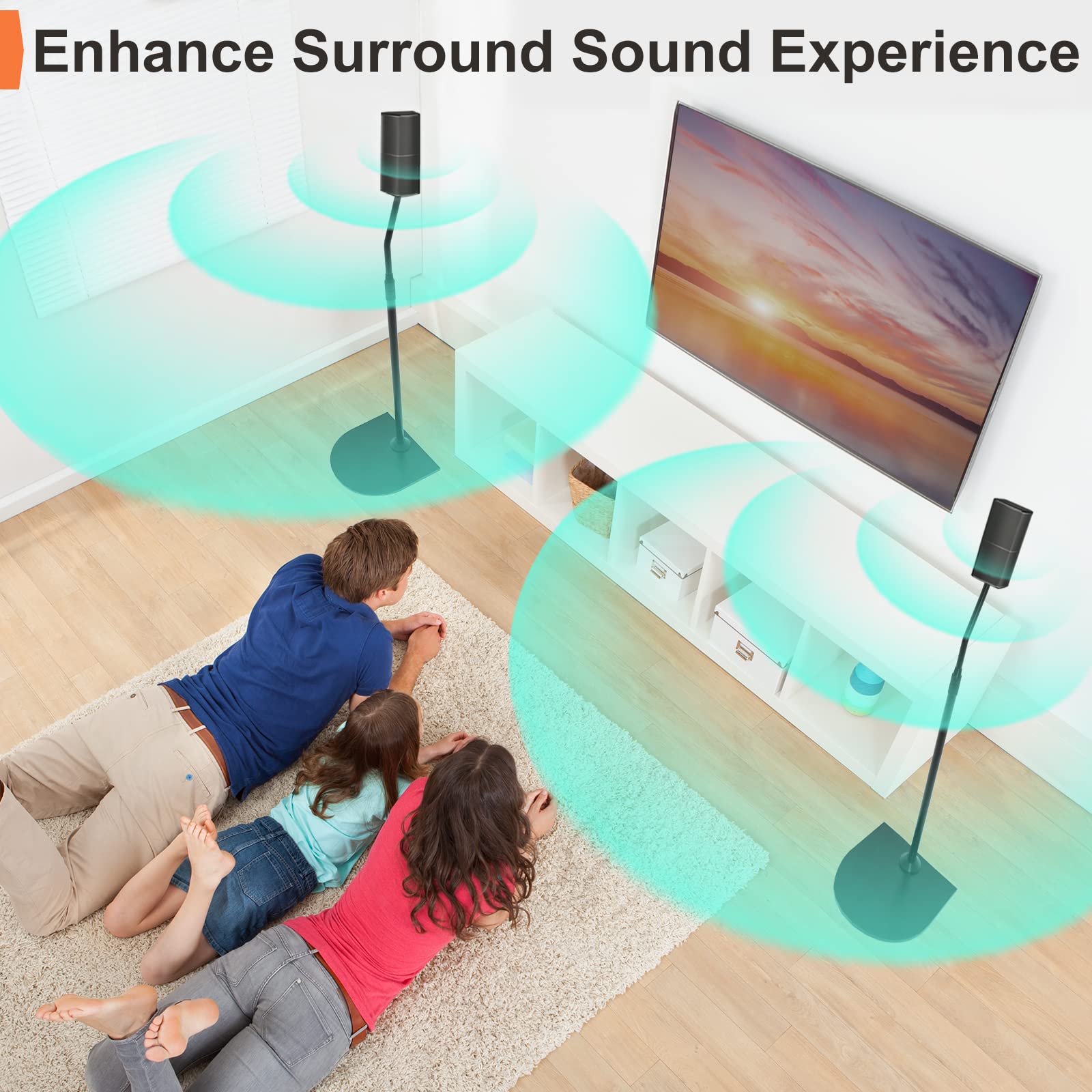 Adjustable Stand for Bose Speaker Stands wr Slideconnect Bracket, for Bose UB-20, UB-20 II, WB-50 II, UFS-20 II, UTS-20 II, CM520, CineMate II, GS II, for Bose Speaker Floor Stands, Pack of 2