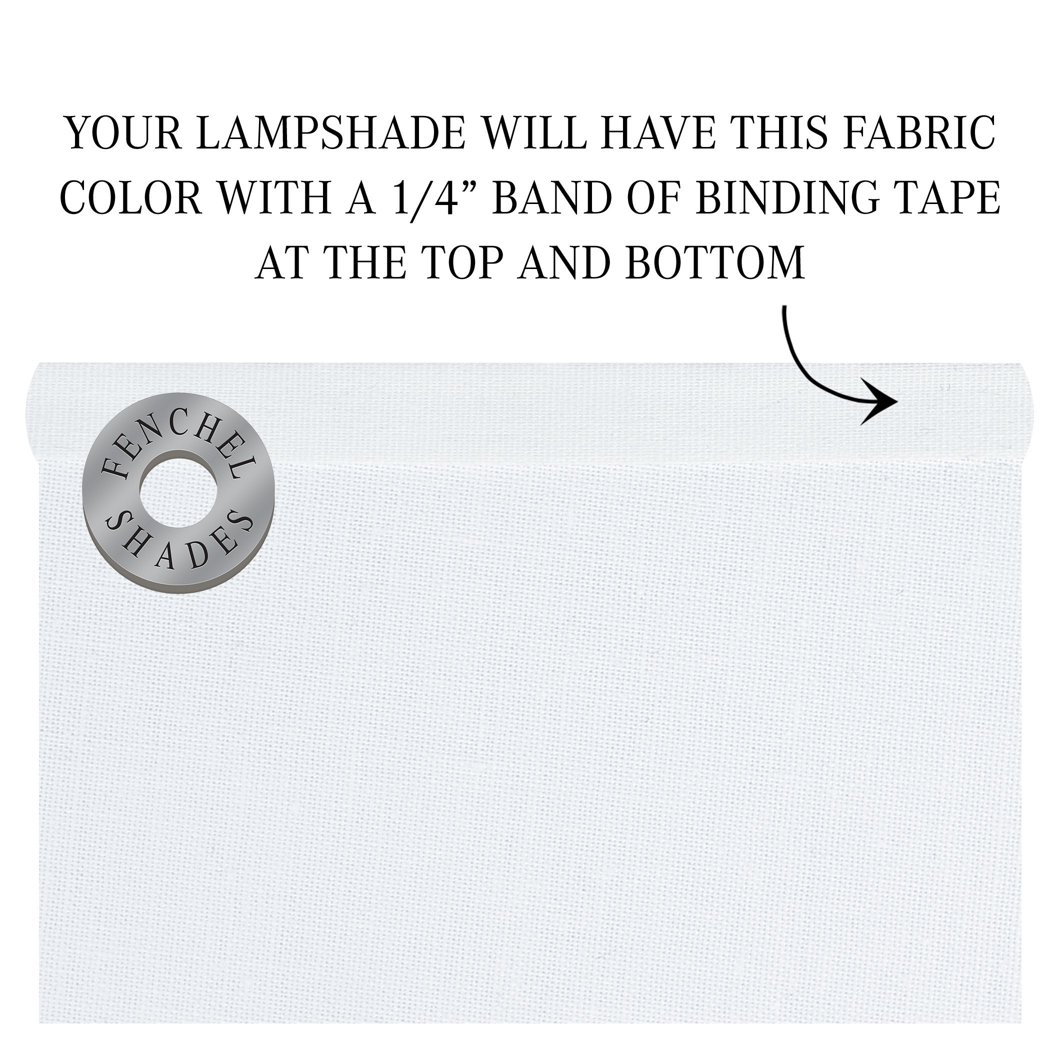 FenchelShades.com Lampshade 5" Top Diameter x 10" Bottom Diameter x 8" Slant Height with Clip-On Attachment for Standard Edison-Style Lightbulb (Linen White with Binding Tape)