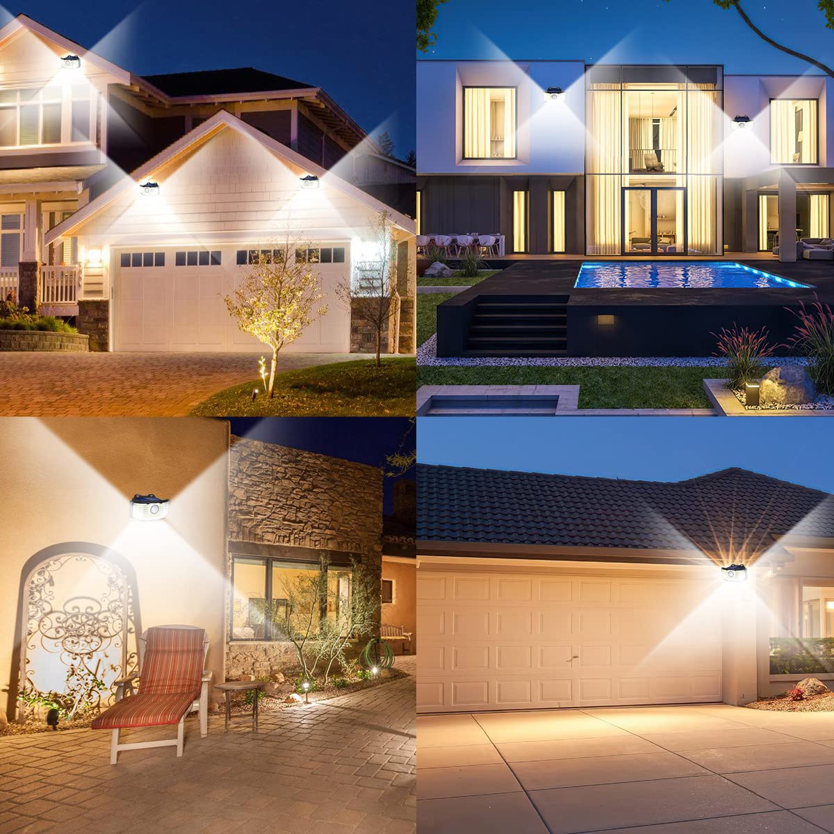 TWINSLUXES Solar Outdoor Lights, 3 Lighting Modes Solar Motion Sensor Security Lights, Solar Flood Lights 270°Wide Angle, IP65 Solar Wall Lights,Suitable for Front Door, Yard, Garage, Deck 2 Pack