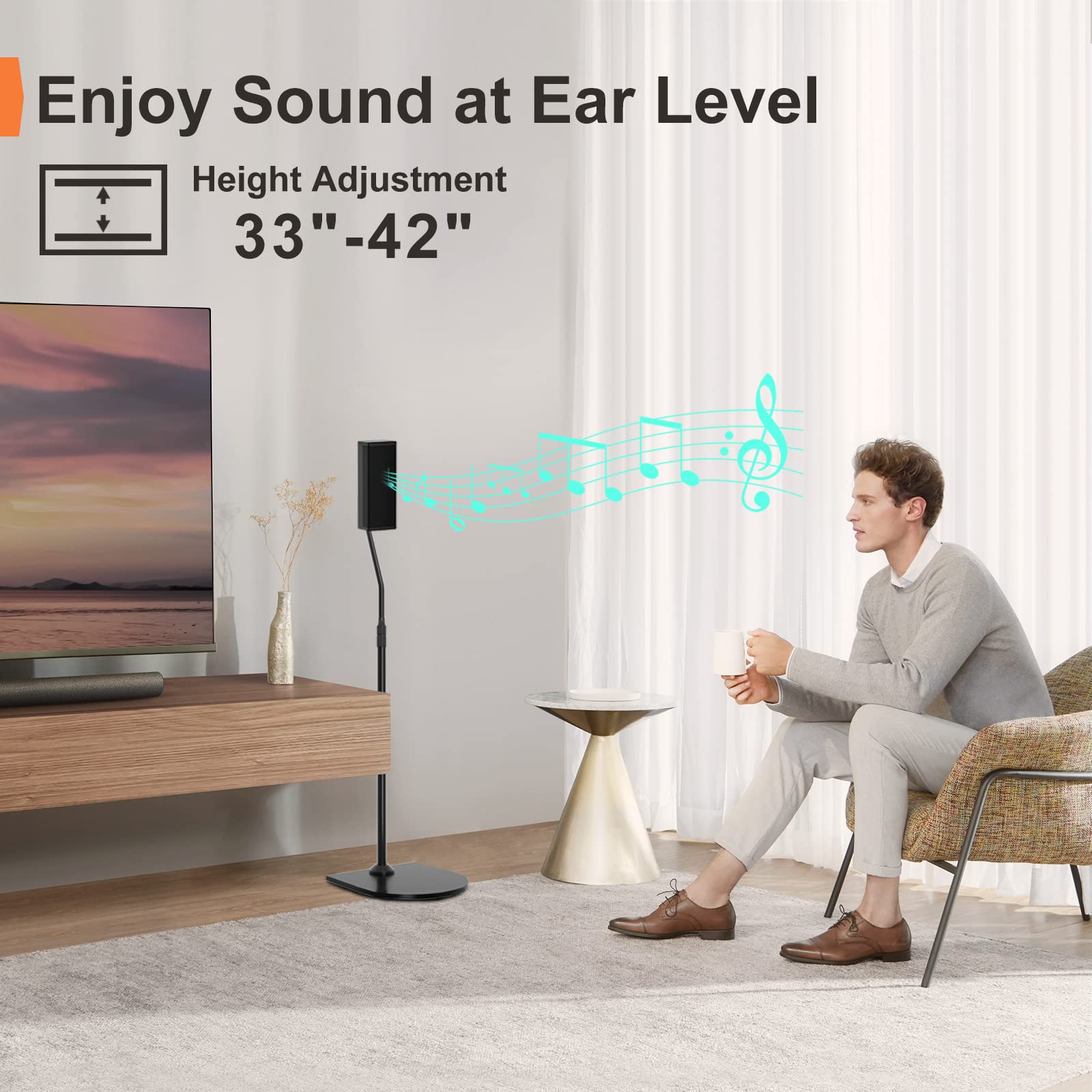 Adjustable Stand for Bose Speaker Stands wr Slideconnect Bracket, for Bose UB-20, UB-20 II, WB-50 II, UFS-20 II, UTS-20 II, CM520, CineMate II, GS II, for Bose Speaker Floor Stands, Pack of 2