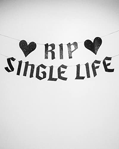 xo, Fetti RIP Single Life Glitter Banner - Black, 5 Ft. | Bachelorette Party Decorations, Fun Bach Backdrop, Bride or Die, Gag Gift