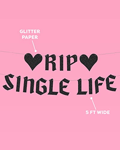 xo, Fetti RIP Single Life Glitter Banner - Black, 5 Ft. | Bachelorette Party Decorations, Fun Bach Backdrop, Bride or Die, Gag Gift