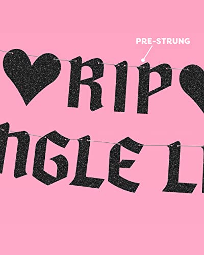 xo, Fetti RIP Single Life Glitter Banner - Black, 5 Ft. | Bachelorette Party Decorations, Fun Bach Backdrop, Bride or Die, Gag Gift