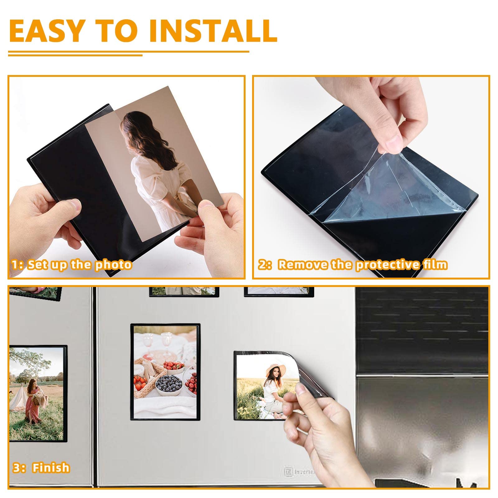 Mingting Magnetic Picture Frames 15 Packs-Fridge Magnetic Photo Frames-Holds 4 x 6 Inches Photos,Black