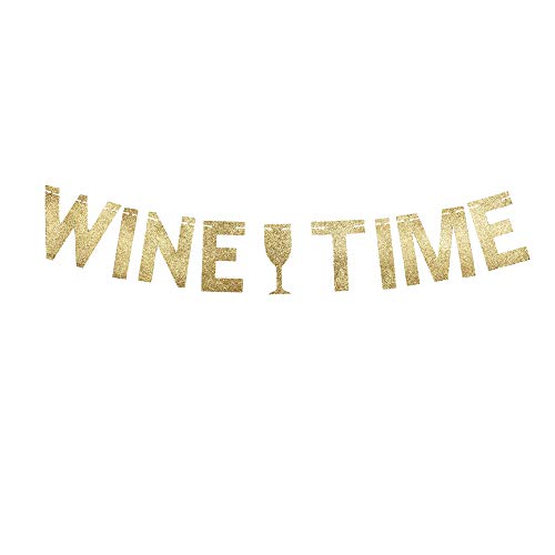 Wine Time Banner, Wine Tasting Party, Wine/Drink/Alcohol Party Gold Gliter Paper Decorations