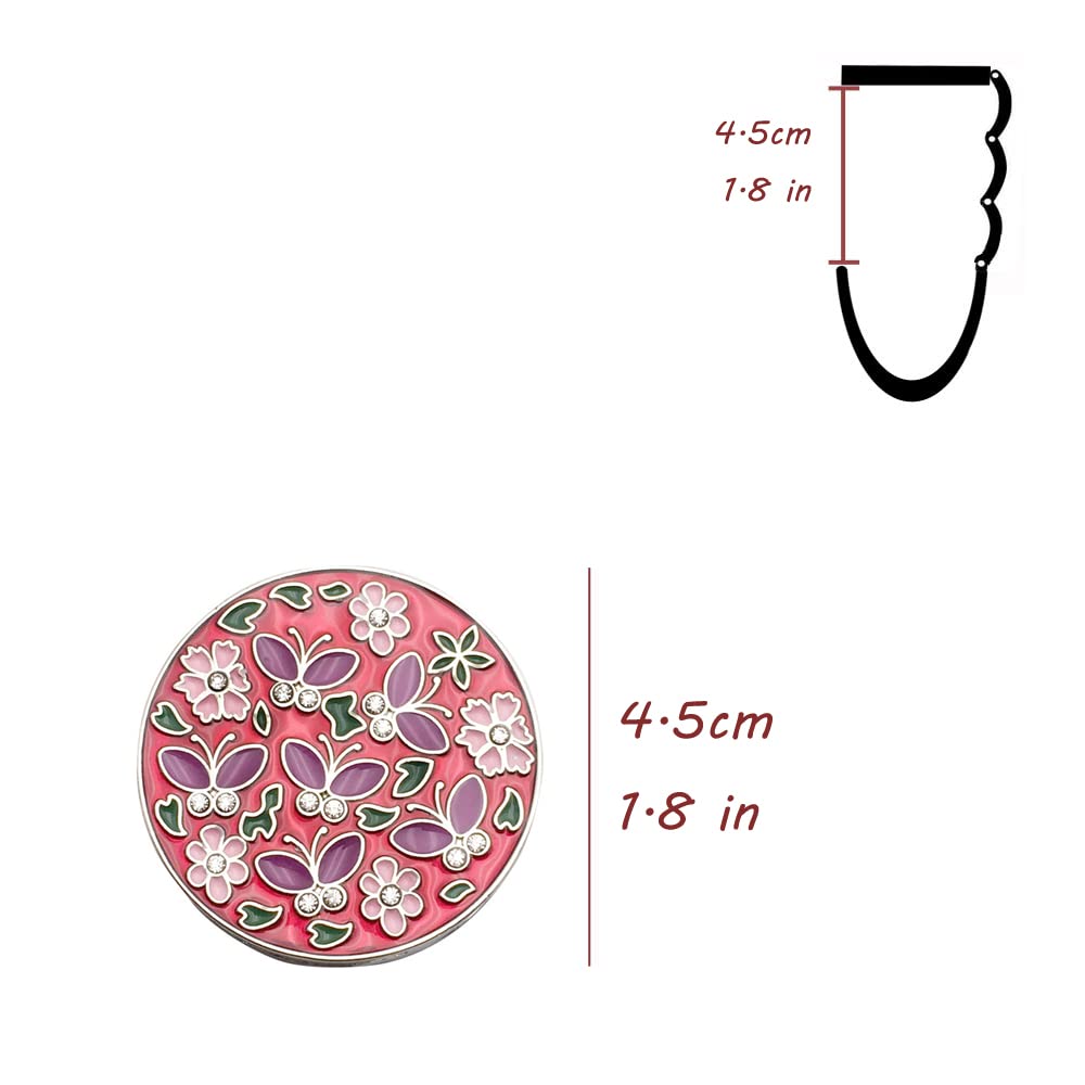 KEBOOT Purse Hook for Table, Bling Rhinestone Purse Holder for Table Desk, Handbag Storage Folding Decor Table Hook, Women's Bag Handbag Hanger Holder 3pcs Flowers and Butterflies