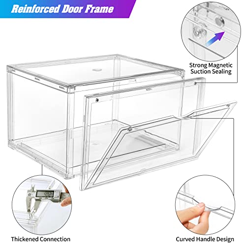 XGGJWW Shoe Storage Boxes 6 Pack x 25Qt Display Case with Magnetic Door, Clear Stackable Organizer Storage Bins for for Closet, Foldable Shoe Rack for Sneakers, High Heels, Boots