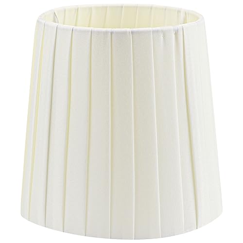 FERCAISH Minimalist Fabric Lamp Shade, E14 Screw-in Meson Type Fabric Pleated Lampshade for Table Chandelier Wall Lamp Living Room Bedroom(Beige)