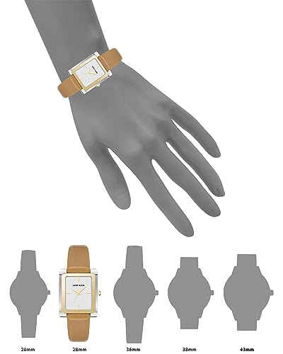 Anne Klein Women's Japanese Quartz Dress Watch with Leather Strap, Brown, 17 (Model: AK/2707TTTN)