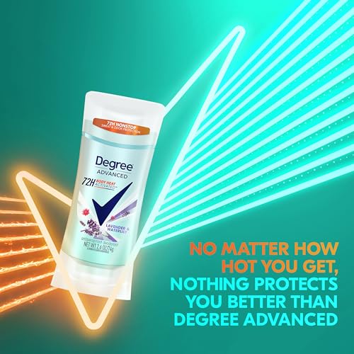 Degree Advanced Protection Antiperspirant Deodorant Lavender & Waterlily for 72-Hour Sweat & Odor Control for Women, with Body Heat Activated Technology, 2.6 oz