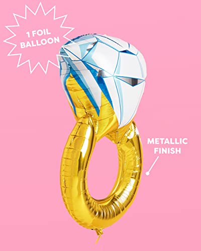xo, Fetti XL Diamond Ring Engagement Balloon - 40", 1 pc | Bachelorette Party Decorations, Bridal Shower, Foil Photo Booth