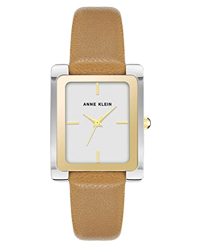 Anne Klein Women's Japanese Quartz Dress Watch with Leather Strap, Brown, 17 (Model: AK/2707TTTN)