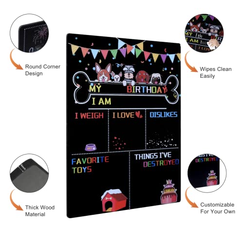 Reusable Dog Birthday Party Supplies, Double Sided Chalkboard for Dog Girl First Birthday, Dog Birthday Backdrop Props, Gift for Cat Party Decorations, Size 10"*12"