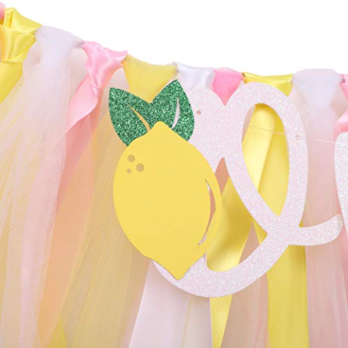One Person in The Lemon Banner- 1st Birthday High Chair Banner, Smashed Cake, Photo Background Props, Piece Skirt (Lemon Banner)