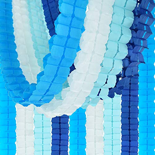 BEISHIDA 12PCS Four Leaf Clover Paper Garland 120ft Navy Blue Ocean Party Streamers Tissue Flower Reusable Hanging Banner for Wedding Baby Shower Home Party Backdrop Graduation Decoration