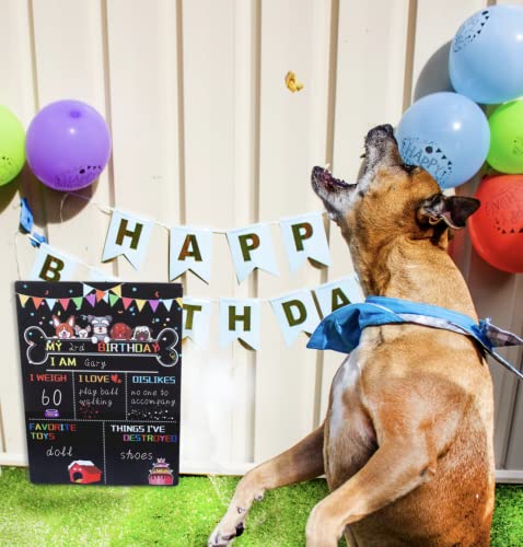 Reusable Dog Birthday Party Supplies, Double Sided Chalkboard for Dog Girl First Birthday, Dog Birthday Backdrop Props, Gift for Cat Party Decorations, Size 10"*12"